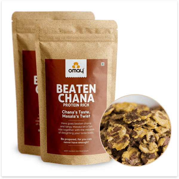 Beaten Chana - Protein Rich - 400 gms Pouch (2 Units) - Omay Foods